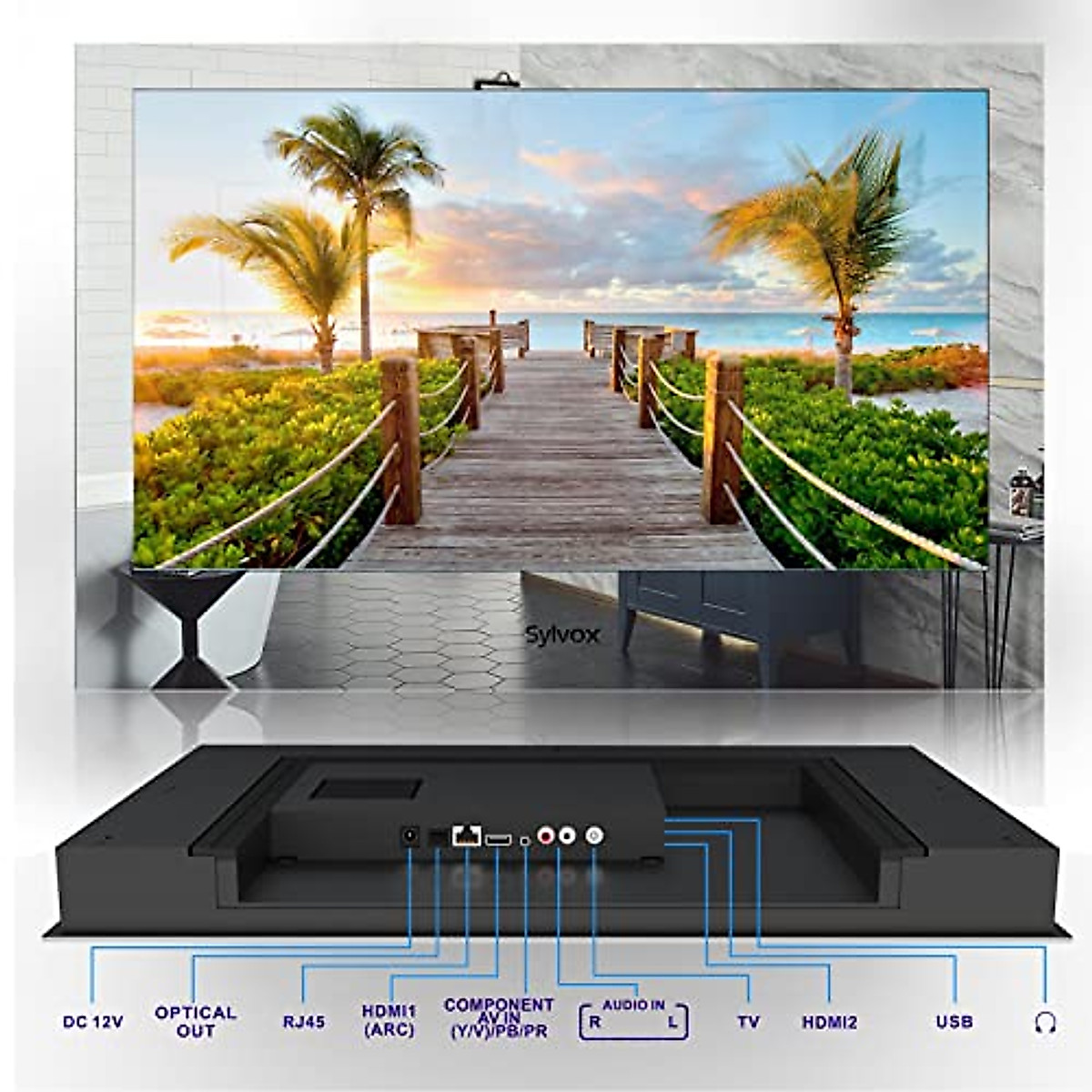 SYLVOX 32-inch 1080p Waterproof TV, Full HD, Magic Mirror Bathroom TV, Suitable for Bathrooms,Hotels,Saunas