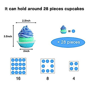 YestBuy 3 Tier Square Cupcake Stand - Premium Cupcake Holder - Acrylic Cupcake Tower Display - Cady Bar Party Décor + LED Light String - Ideal for Weddings, Birthday Parties(Blue Light)