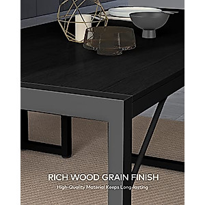 Bealife Dining Table Set for 4, Modern Kitchen Table Set with 2 Benches, 45.5in 3-Piece Soho Dining Room Table Set with Metal Frame and MDF Board, Sturdy Structure, Space-Saving Furniture (Black)