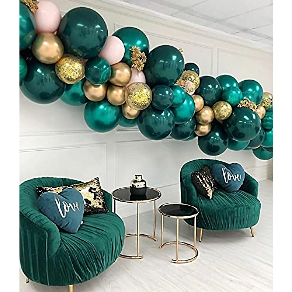 Boognt Double Stuffed Forest Green and Emerald Balloon Garland Arch Kit for Elegant Ladies Birthday Wild One Jungle Baby Shower Bridal Shower Rustic Dinner Party Backdrop Decoration