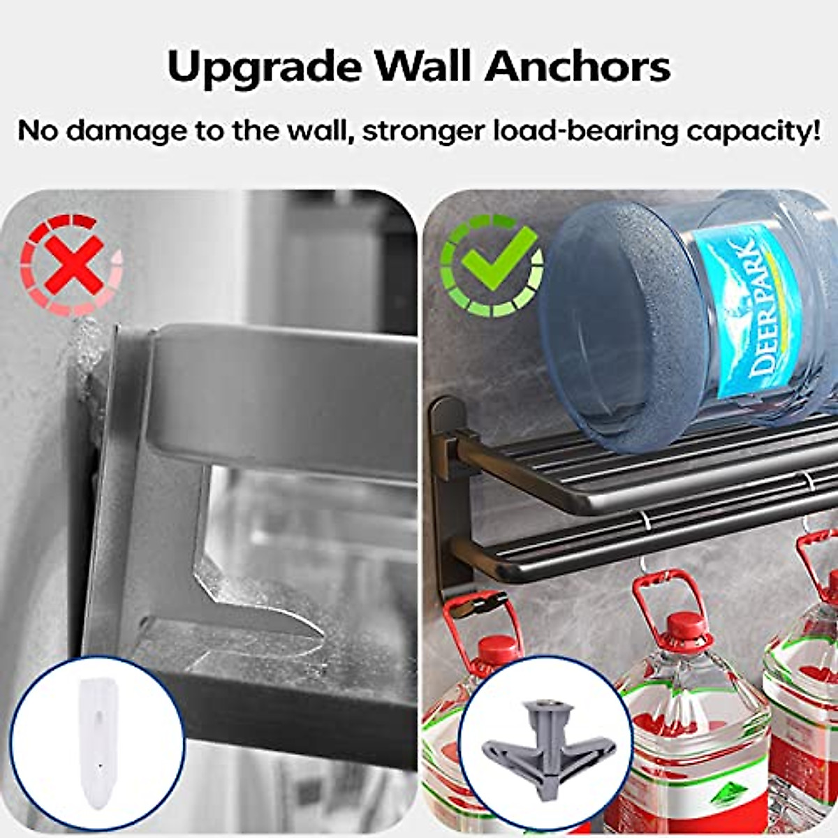 Towel Racks for Bathroom, Black Towel Bar for Bathroom with Double Shelf, Bathroom Towel Rack Wall Mounted 2 Tier, Bathroom Accessories, Space Aluminum, 24 Inch