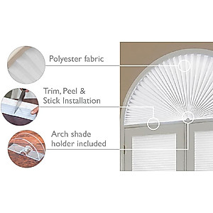 Redi Shade No Tools Original Arch Light Filtering Pleated Fabric Shade White, 72 in x 36 in