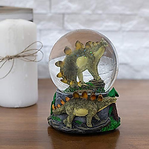 Elanze Designs Stegosaurus Dinosaur Friends 100MM Musical Dinosaur Snow Globe Plays Tune Born Free