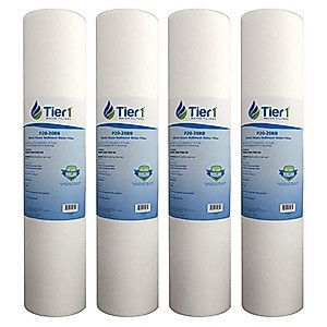 Tier1 20 Micron 20 Inch x 4.5 Inch | 4-Pack Spun Wound Polypropylene Whole House Sediment Water Filter Replacement Cartridge | Compatible with Pentek DGD-7525-20, 155356-43, Home Water Filter