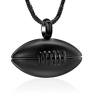 Yinplsmemory Cremation Jewelry Football Memorial Urn Necklace for Ashes Holder Stainless Steel Ashes Keepsake Urn Jewelry for Brother Boyfriend