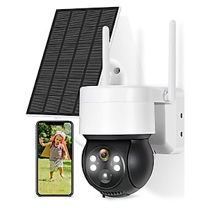 ANBERX Outdoor Security Camera, 2K/3MP Night Vision Security Cameras Wireless Outdoor with PIR Motion Sensor IP66 Waterproof Solar Camera Security Outdoor(Black)