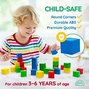 LITTLE PIPS TOYS 50PCS Magnetic Blocks for Kids [Ages 3–6] – 3D Magnetic Building Blocks Set with Child-Safe Magnetic Cubes & Eye Stickers – STEM Magnetic Toys for Critical Thinking, Motor Skills