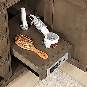 OVE Decors Maya Plus 42 in. Single Sink Bathroom Vanity in Almond Latte Finish, Black Hardware and Included Power Bar