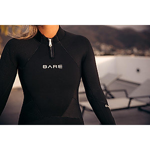 BARE 5MM Evoke Women's Wetsuit | Warmest Women's Wetsuit Within BARE Lineup | Full Stretch Neoprene Combined with a Unique Graphene Omnired Fabric | Comfortable | Great for Scuba Diving | Black 02