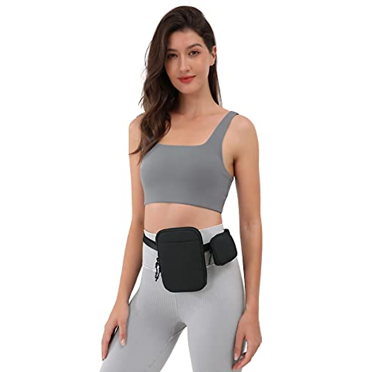 ODODOS Unisex Crossbody Bag with Removable Small Pouch Adjustable Belt Bag for Cell Phone Travel Workout Running Hiking, Black