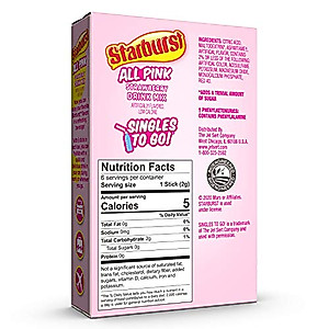 Starburst Singles To Go Powdered Drink Mix, All Pink Strawberry, 12 Boxes with 6 Packets Each - 72 Total Servings, Sugar-Free Drink Powder, Just Add Water, 6 Count (Pack of 12)