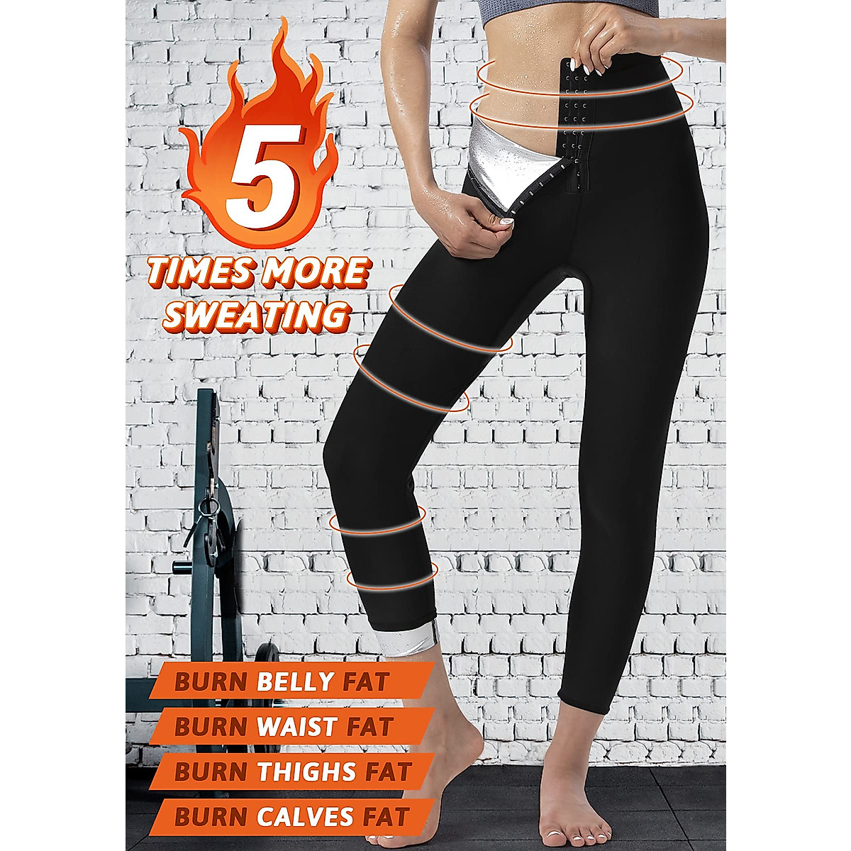 QZSH Sauna Pants Women Sweat Capris Slimming Leggings,Mesh Crotch,High Waist Workout Body Shaper Suits(BH7003-07-XXXL)