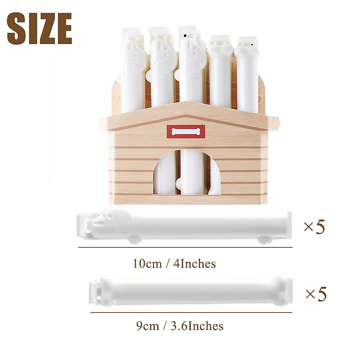 OULIGET Magnetic Refrigerator Sealing Clip,Chip Clips with Magnet Storage Box,Puppy Bone Shaped Food Packages Clips,Kitchen Food Freshness Bag Clip,White,10 Pieces