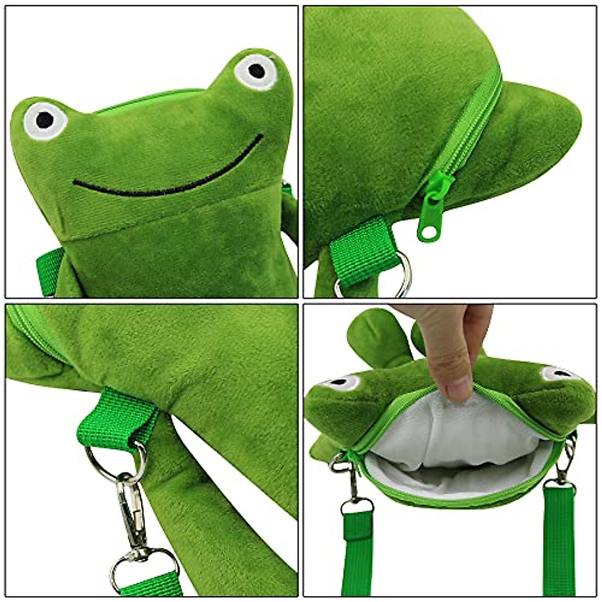 ANKOMINA Women Kids Cute Plush Frog Crossbody Bag Small Cell Phone Wallet Coin Purse Bag Shoulder Handbag
