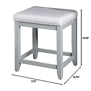 Crosley Furniture Vista Makeup Vanity Chair with Upholstered Seat, Vintage Gray
