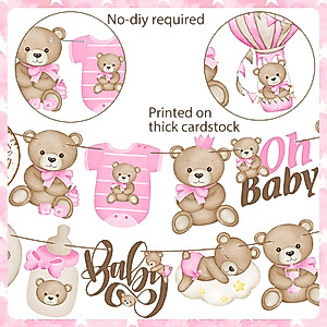 Pink We Can Bearly Wait Baby Shower Banners Bear Baby Shower Party Decorations Bear Banner for Baby Shower Teddy Bear Cutout Banner for Girls Bear Birthday Party Supplies