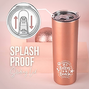 Onebttl Beach Gifts for Women or Men, 20oz Vacuum Insulated Stainless Steel Travel Tumbler with Lid and Straw, Beach Themed Gifts, Gifts for Beach Lovers