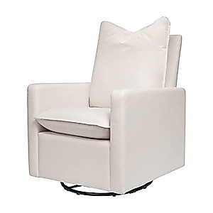 Babyletto Cali Pillowback Swivel Glider in Performance Plastic Cream Eco-Weave, Water Repellent & Stain Resistant, Greenguard Gold and CertiPUR-US Certified