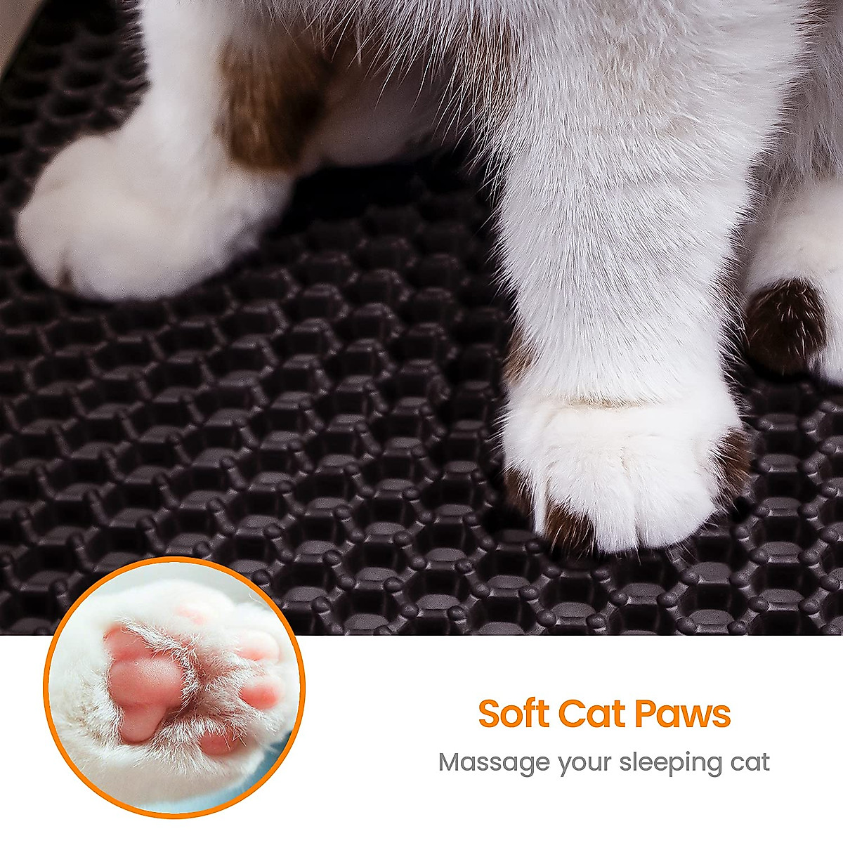 Conlun Cat Litter Mat Kitty Litter Trapping Mat 25” x15” Honeycomb Double Layer, Urine Waterproof, Easier to Clean, Litter Box Mat Scatter Control, Less Waste, Soft on Paws, Non-Slip