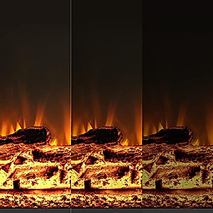 Psrimaster 28” Electric Fireplace Inserts with Remote Control, Touch Screen, Overheating Protecting, 3 Color Flame, 9H Timer, Indoor