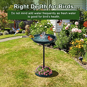 GESAIL Bird Baths for Outdoors, Lightweight Plastic Planter Pedestal Bird Bath with Metal Stake Decoration Bird Bath Planter for Lawn Patio Yard Garden, Spotted Green