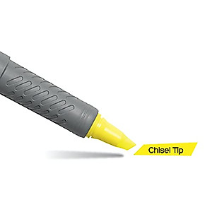 BIC Brite Liner Grip Highlighter, Chisel Tip (1.6 mm), Yellow, For Broad Highlighting & Fine Underlining, 5-Count