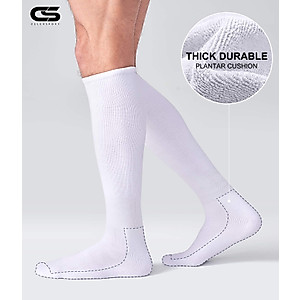 CELERSPORT 2 Pack Baseball Soccer Softball Socks For Youth Kids Men Women Multi-sport Tube Socks White Medium