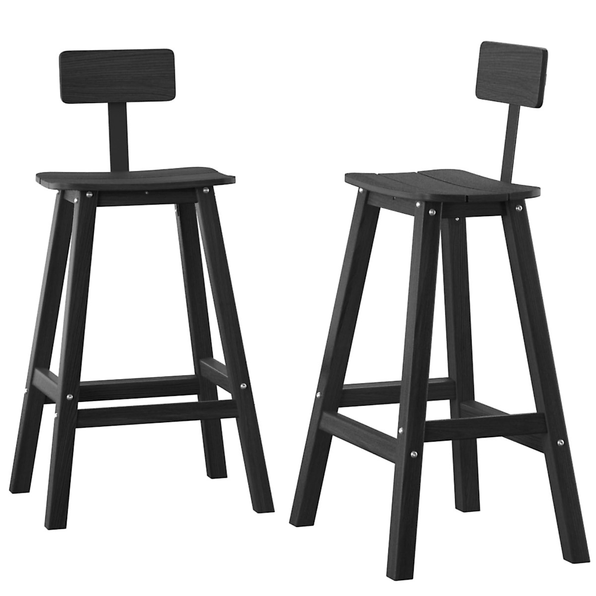 ZJEYEJZ Bar Height Chairs Set of 2, HDPE Front Porch Chairs Set, Weather Resistance Outdoor Bar Stools Set for Spas, Cafes, Swimming Areas, Lodges and Hotels