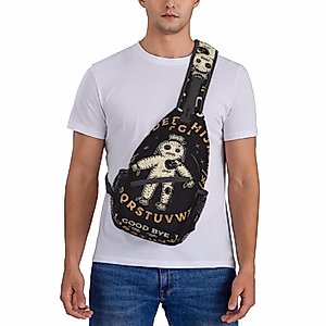 Wulilenxue Ouija Board with Voodoo Doll Occultism Set Sling Backpack, Crossbody Triangle Sling Bag Casual Chest Bags, Travel Hiking Daypack for Men Women Shoulder Bag