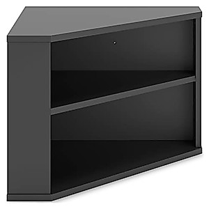 Signature Design by Ashley Otaska Modern Home Office Corner Bookcase with 2 Open Shelves, Black