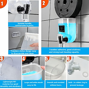 Suaetiai Mouthwash Dispenser For Bathroom, Wall Mounted Mouthwash Dispenser, 21oz Plastic Mouth Wash Container With Adhesive Hook And 2 Reusable Glass Cups/4 Pcs Label - 1 Pack