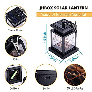 JHBOX Solar Lanterns Outdoor Waterproof Hanging Solar Lantern Lamp 30 LED Solar Tree Lights Outdoor, Solar Camping Lights, Lantern Decorative for Patio Yard Camping Garden Christmas Decor ( 1 Pack )