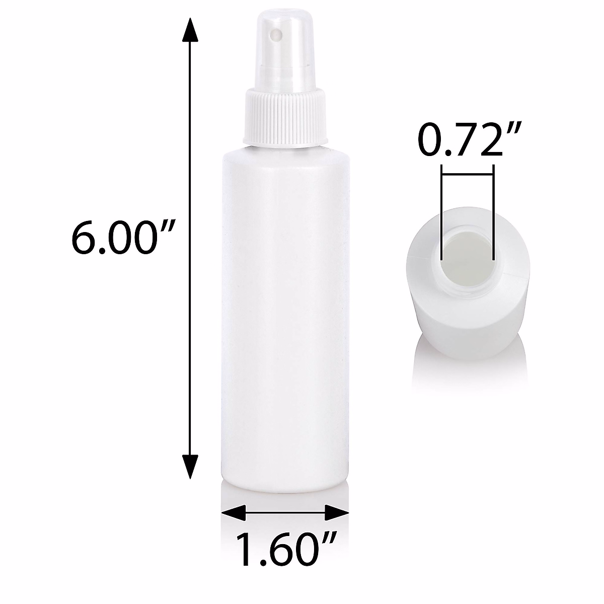 JUVITUS 4 oz / 120 ml White Plastic HDPE Refillable Cylinder Squeeze Bottle with White Fine Mist Spray (12 Pack)