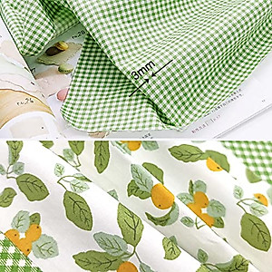 7pcs 10" X 10" Cotton Fabric Patchwork Squares Floral Fabric Fat Quarters Fabric Bundles Patchwork Fabric Quilting Fabric Bundles for DIY Crafts Cloths Handmade Accessory - Green Serie