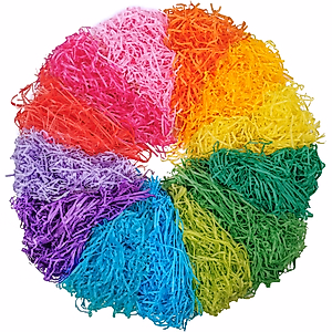 Supla 286 g (10 oz) 13 Colors Shredded Paper Easter Grass Easter Gift Bag Basket Grass Filler Stuffers Paper Shreds Grass in Hot Pink Yellow Dark Green Light Green Sky Blue Lavender for Easter Egg Hunt Party Decorations