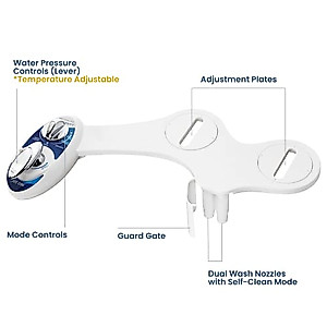 LUXE Bidet NEO 320 - Hot and Cold Water, Self-Cleaning, Dual Nozzle, Non-Electric Bidet Attachment for Toilet Seat, Adjustable Water Pressure, Rear and Feminine Wash, Lever Control (Blue)