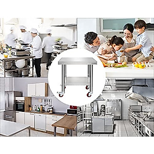 ALLMODR Small Stainless Steel Work Table - Workbench with Undershelf Compact Mini Table for Food Storage and Kitchen Organization