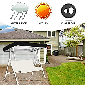 ikasus Outdoor Patio Canopy Swing Chair Cover, Replacement Canopy for Swing Outdoor Oxford Cloth Waterproof Top Dust Rain Proof Cover for Patio Swing Garden Swing Outdoor Black (Top Cover,65 x 45)