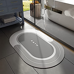 MontVoo-Bathroom Rug Mat-Bath Mat Rug for Bathroom Non Slip Absorbent No Stains Quick Dry Bathroom Floor Mat Washable-Thin Bathroom Rugs Fit Under Door-Rubber Bathmat Shower Rug-17"x27" Gray