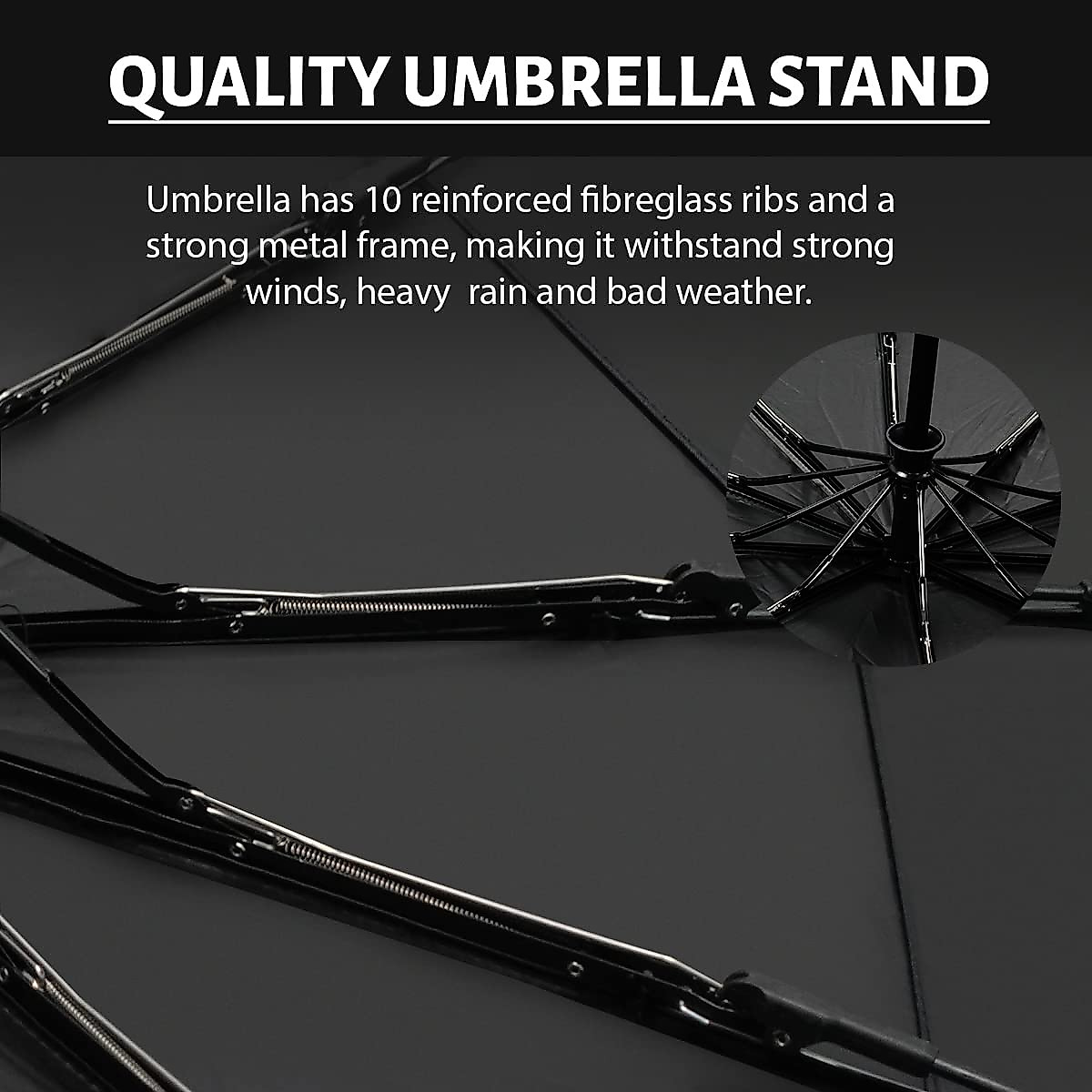 LLanxiry Umbrella Windproof Travel Umbrellas for Rain Black Folding Umbrellas 10 RIBS Automatic Strong Portable Wind Resistant Backpack Umbrella for Men and Women (Black)