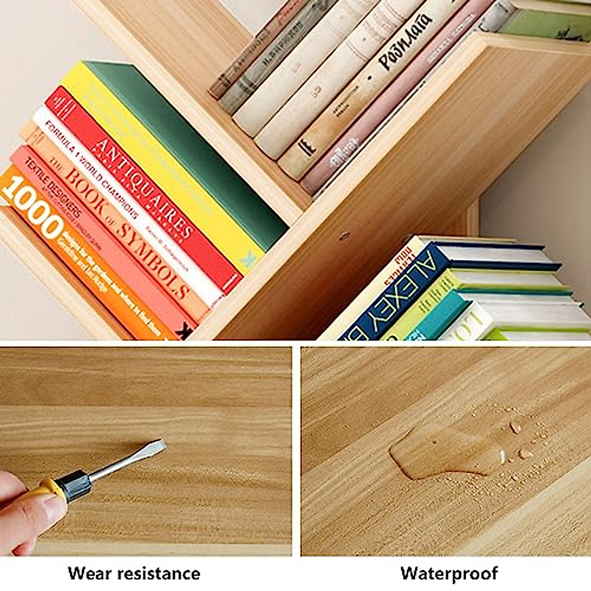 YOXIER Bookshelf,6 Tier Tree Bookshelf,6 Shelf Bookcase with Drawer,Free Standing Tree Bookcase,Simplicity Book Storage,Bearing Capacity Space Saving for Storing & Organizing Books in The Home Office