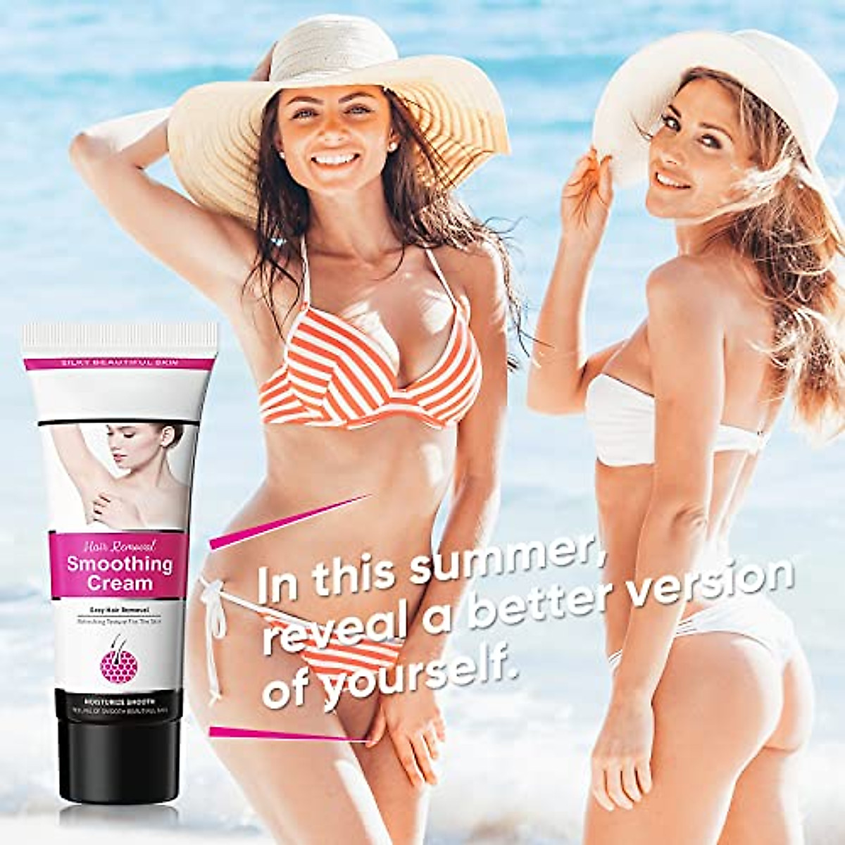 Hair Removal Cream, Painless Hair Remover Depilatory Cream for Underarms Bikini Pubic and Body Fast & Effective Suitable for Women