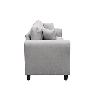 LCH 81.5” Loveseat Sofa, Mid Century Modern Linen Fabric 3-Seater Love Seat Couch with Curved Armrest for Living Room, Bedroom, Apartment and Small Space (Light Grey)