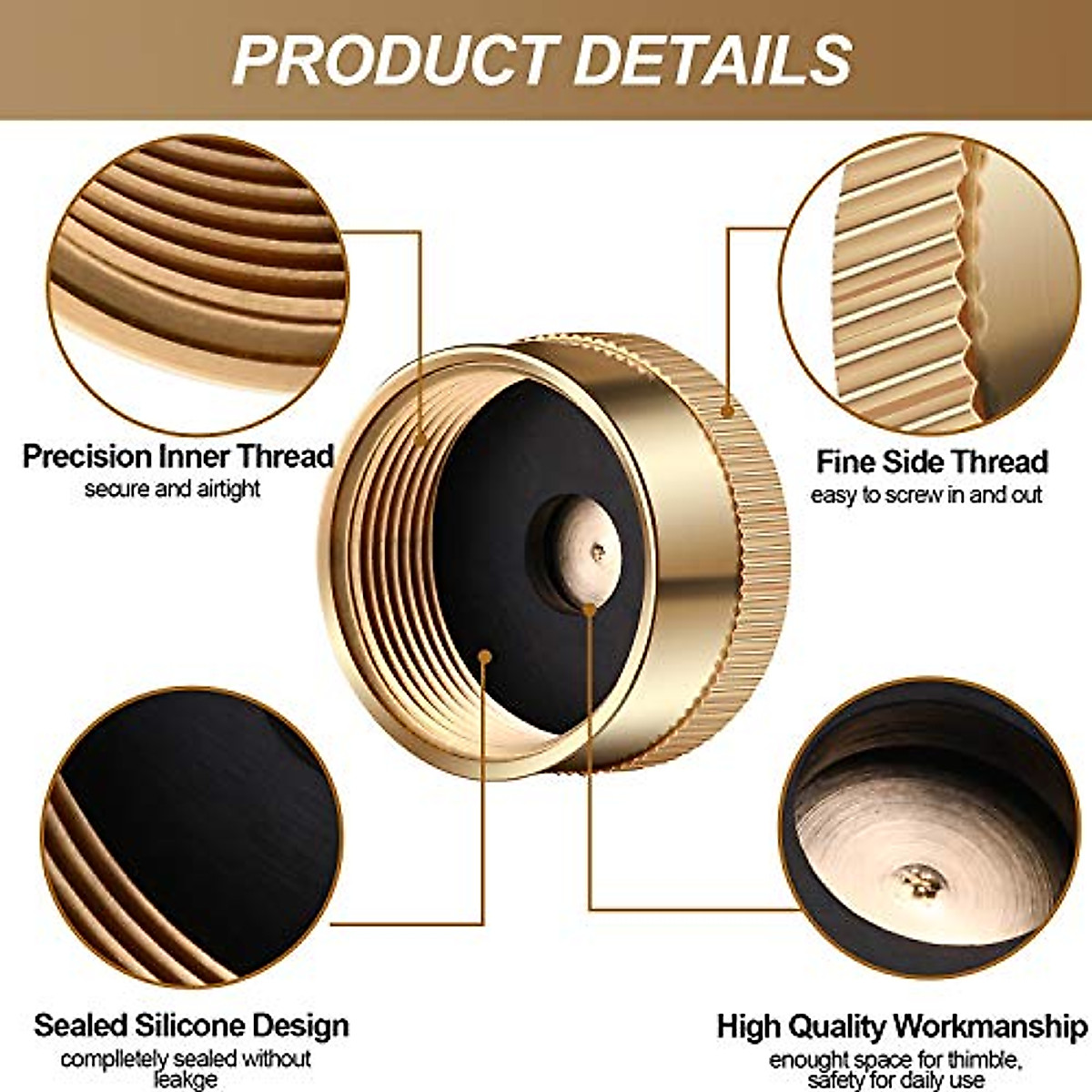 6 Pieces Solid Brass Refill Cap 1 LB Propane Bottle Cap Gas Tank Cylinder Sealed Cap Protect Cap