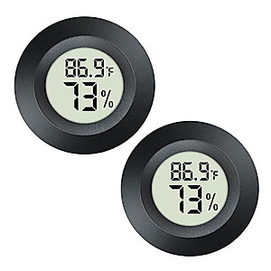 JEDEW 2-Pack Mini Hygrometer Thermometer Digital LCD Monitor Indoor/Outdoor Humidity Meter Gauge Temperature for Humidifiers Dehumidifiers Greenhouse Reptile Humidor Fahrenheit(℉)/ Celsius(℃)