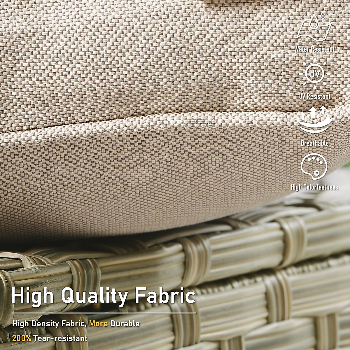 HOOOWOOO 5 Piece Patio Furniture Conversation Sets with Swivel Rocking Chairs,Outdoor Wicker Furniture with LED Tablet,All Weather Resistant High Back Rattan Conversational Set(Beige Tan)