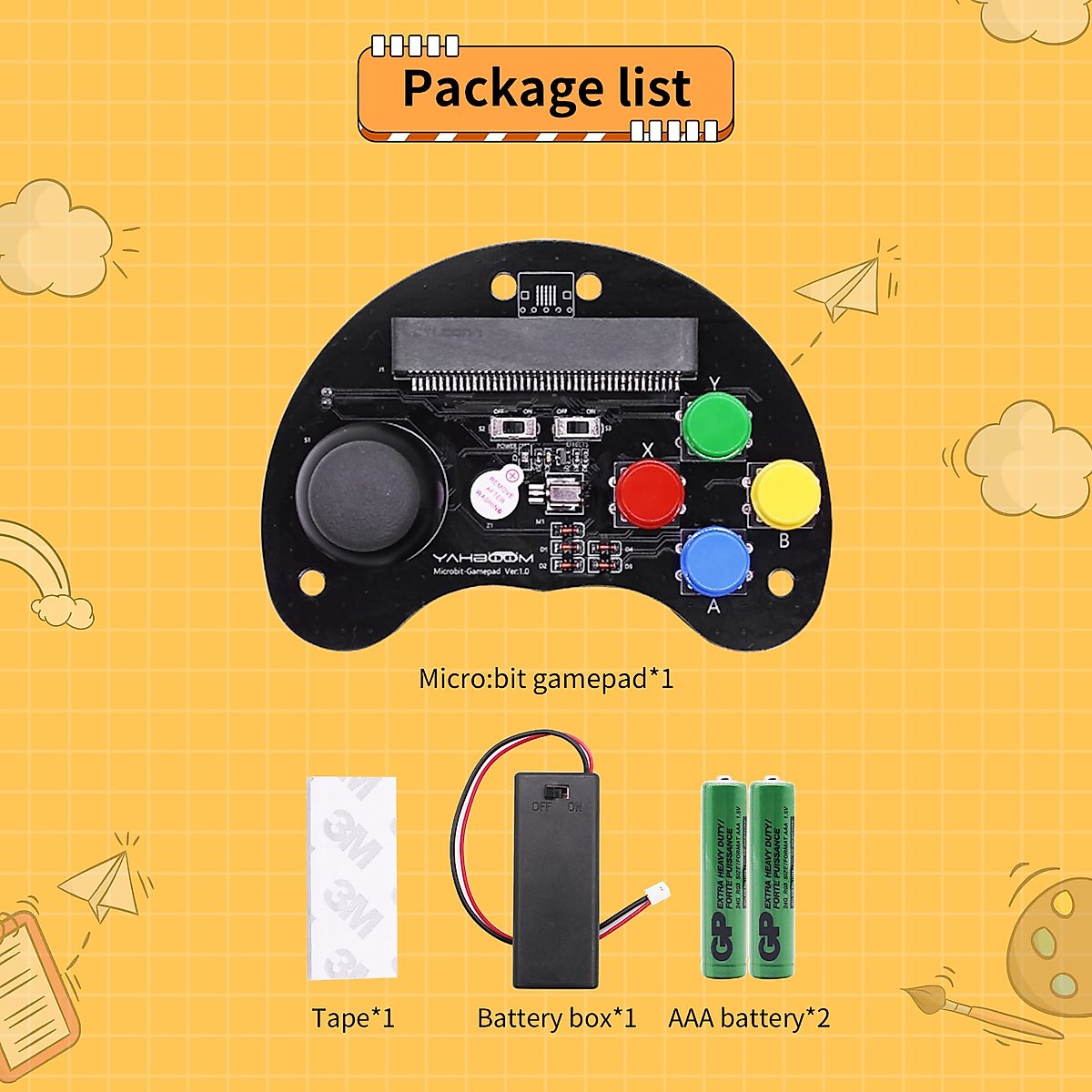 Yahboom Micro Bit Robotic Control Handle Game Joystick STEM Education Graphic Compatible with Micro:bit V2 V1.5 for Kids (Without Microbit) (Handle Without microbit v2)