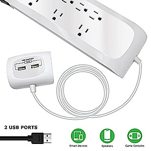 Digital Energy 8 Outlet 4200 Joules 25 FT Surge Protector Power Strip with Separated 2 USB Ports Strip