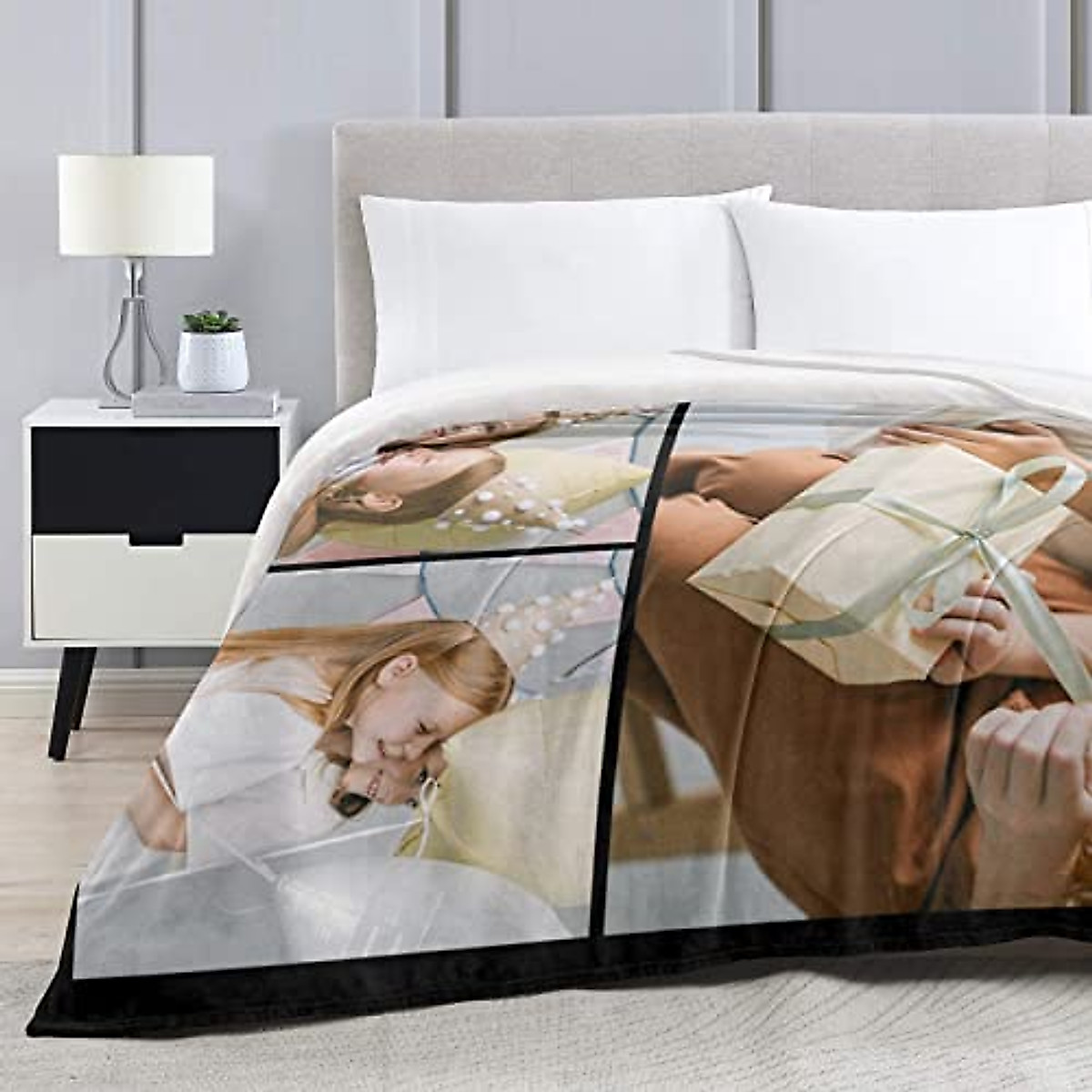 Custom Blanket With Photo Text Personalized Throw Blanket Customized Picture Blanket For Baby Mother Father Adult Friends Lovers Dog Pets Personalized Gift Flannel Blanket Birthday Halloween Christmas