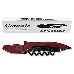 Le Coutale Waiters Corkscrew by Coutale Sommelier - Burgundy - Two-Step Lever Action for Smooth Cork Pull - Wine Bottle Opener for Bartenders and Gifts - Sharp Micro-Serrated Knife